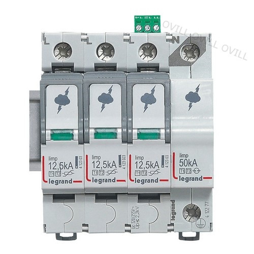 Túlfesz levezető T1+T2, 3P+N, 12,5KA | Főelosztó védelem | OVILL